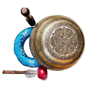 Singing Bowl Nepal -12 Inches Master Healing"Buddha Shakti Carved Tibetan Singing Bowl,Meditation Bowl, Tibetan Bowls, Free Singing Bowl Silk Cushion, Striker and Drum Stick
