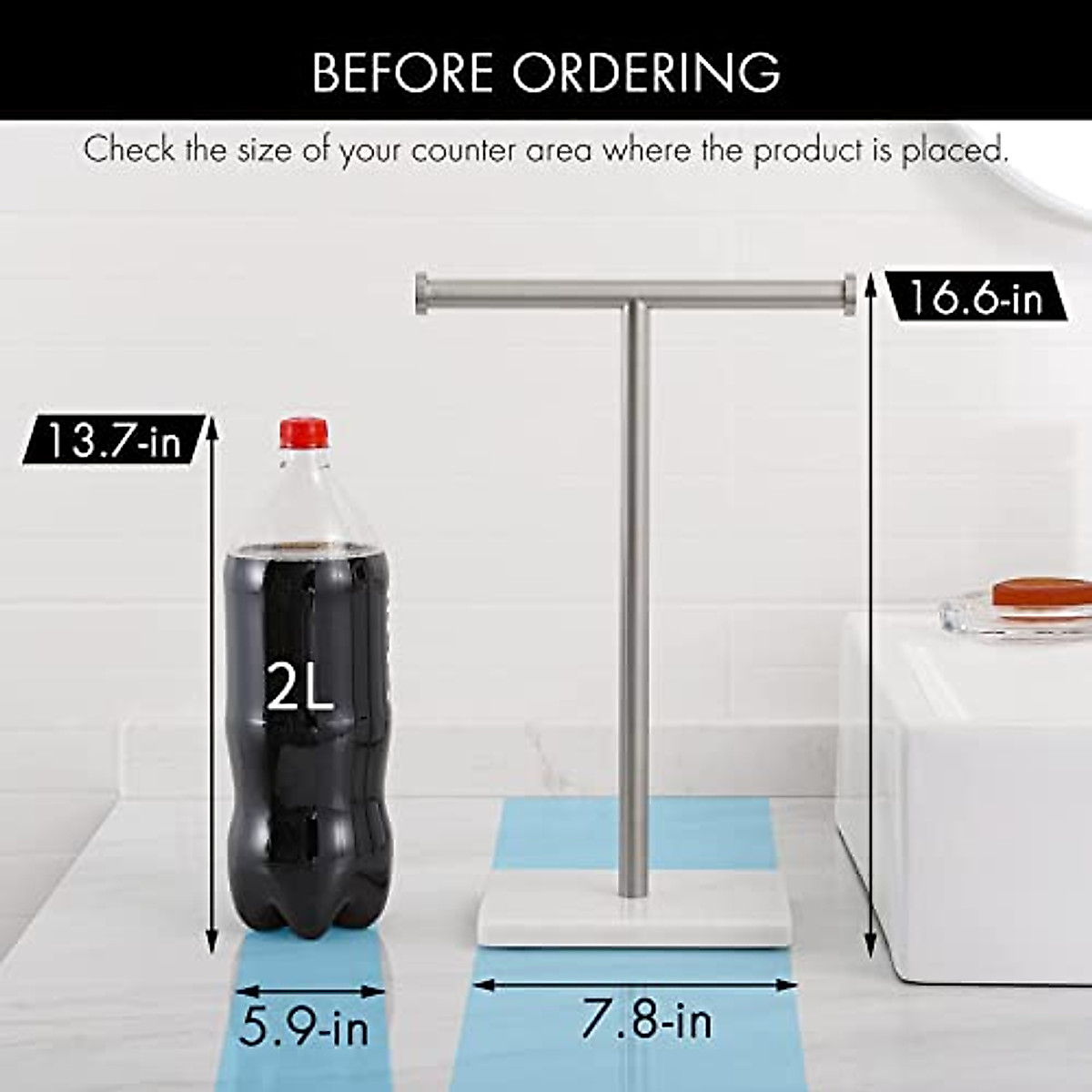 KES Hand Towel Stand with Marble Base, Hand Towel Holder for Bathroom, Hand Towel Rack for Vanity Countertop, SUS304 Stainless Steel, BTH210S20-2