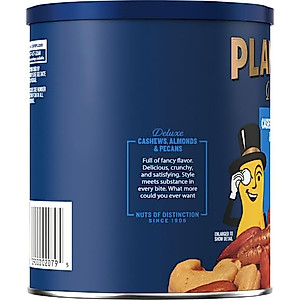 PLANTERS Deluxe Cashews, Almonds & Pecans, Party Snacks, Plant-Based Protein, 15.25 Oz Canister