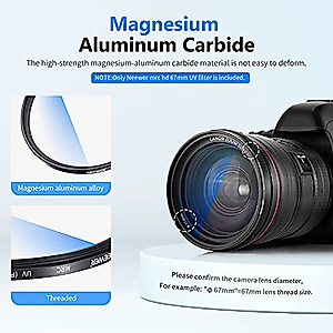 NEEWER 67mm MRC UV Protection Filter 30 Layer Multi Resistant Nano Coatings/HD Optical Glass/Water Repellent/Scratch Resistant/Aluminum Alloy Ultra Slim Frame/Ultraviolet Filter