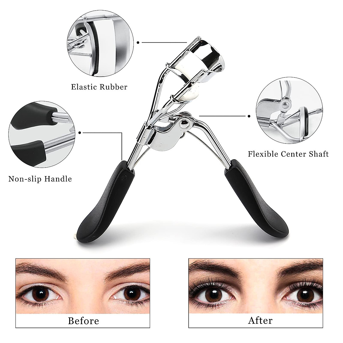 Eyelash Curler, GreenLife® Eyelash Curler with 6 Silicone Refill Pads Professional Makeup Tool Durable Lash Curler Fit Universal Eye Shapes Easily and Safely Get Long-Lasting Curl
