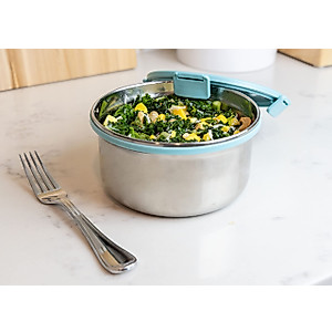 MIRA Stainless Steel Salad Bowl Lunch Container - 6 Cup Salad To Go Bowl, Frost