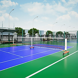 PICKLETECH Pickleball Net Portable Outdoor with Wheels - 22 FT USAPA Regulation Size, Applies to Indoor & Outdoor & Driveway, Pickle Ball Net System with Carrying Bag (Orange)