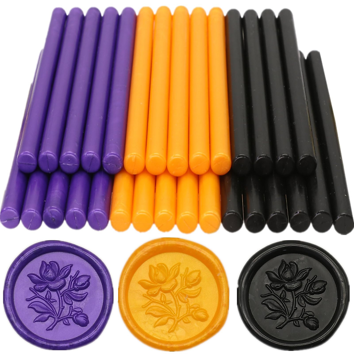Wax Seal Sticks, Atopbb Halloween 30 Pcs Glue Gun Wax Sealing Sticks for Wax Seal Stamp, 3 Colors Sealing Wax Sticks Set for 0.28'' Glue Gun Wax Sealing Sticks (Halloween)