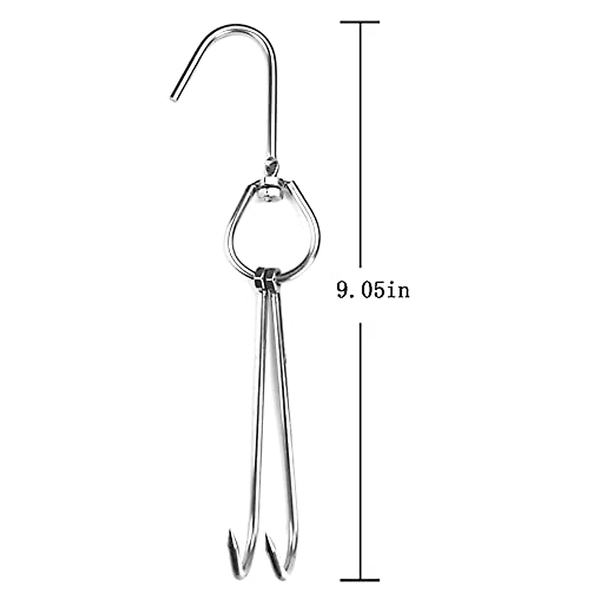 Setaria Viridis 3 PCS Double Meat Hooks Roast Duck Bacon Hams Shop Hook BBQ Grill Drying Hanger Cooking Tools Accessories for Peking Duck (Silver)