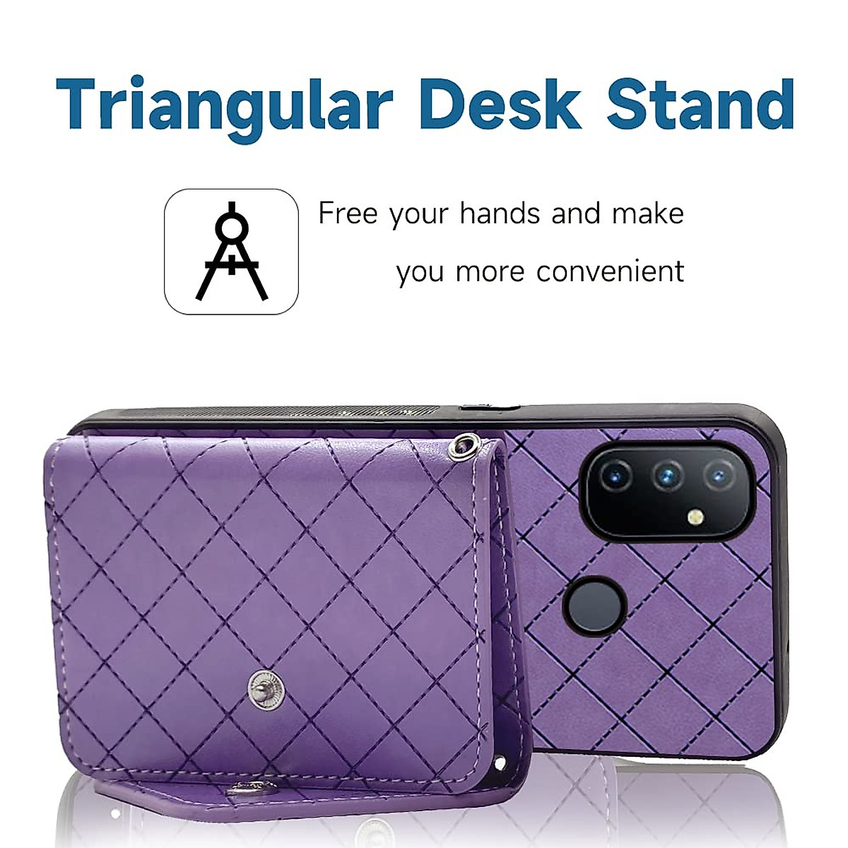 Compatible with OnePlus Nord N100 Wallet Case with Crossbody Shoulder Strap and Stand Leather Credit Card Holder Cell Phone Cover for One Plus N 10 G5 1 Plus 10N 1plus One+ 1+Nord N100 Purple