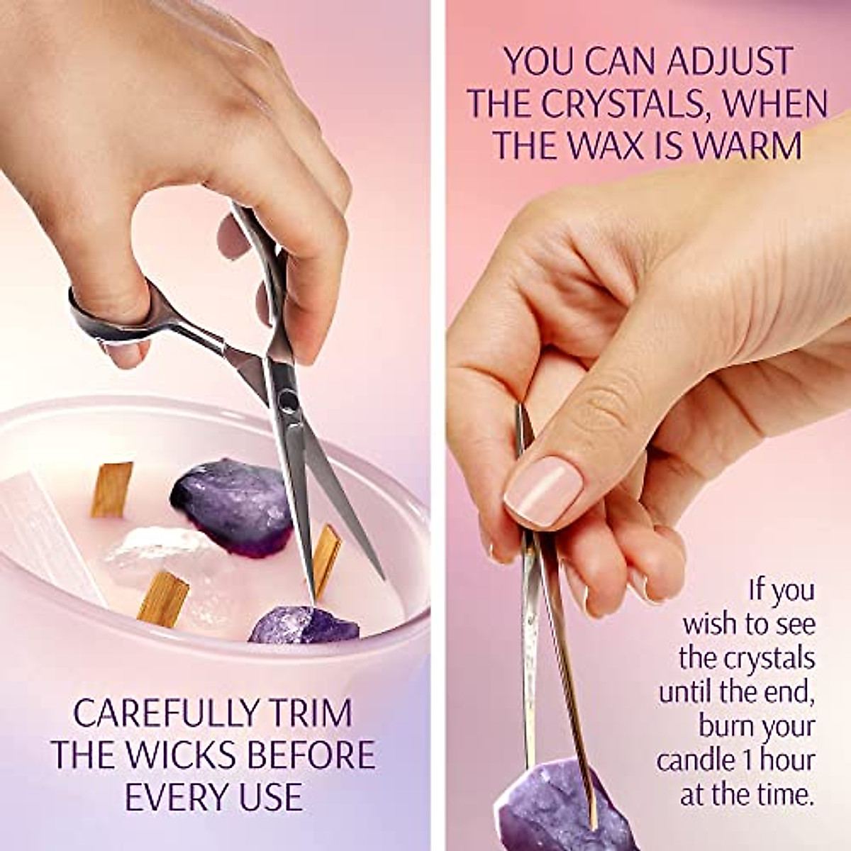 Extra Large Healing Crystals Candle, Crystal Gifts for Women - Amethyst 12 oz Manifestation Candle with Crystals Inside for Gemini Gifts for Women | Zodiac Candle Gifts | Lavender Soothing Crystals