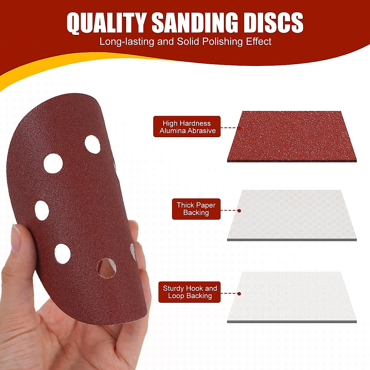 YNZDRWA 70 PCS 5 Inch Sanding Discs, 40 80 120 180 240 320 400 600 800 Grit Hook and Loop Sandpaper for Random Orbital Sander