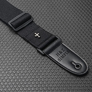 H&Z Simple Guitar Strap Acoustic Folk Guitar Belt Straps Vintage Cross Personality Guitar Straps Pick Pocket Guitar Accessories (black)