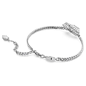 SWAROVSKI Matrix Bracelet, Woven Heart-Shaped Motif with Clear Crystals on a Rhodium Finished Chain, Part of the Matrix Collection