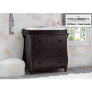 Delta Children Lancaster 3 Drawer Dresser with Changing Top, Greenguard Gold Certified, Dark Chocolate