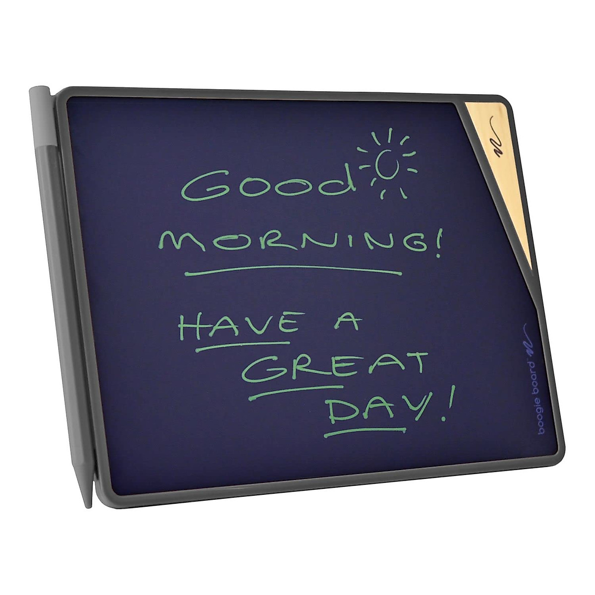 Boogie Board VersaBoard Authentic Reusable Home & Office Organization Notepad with 8.5” LCD Writing Tablet, VersaPencil Stylus, Instant Erase & Built-in Magnet & Portrait/Landscape Kickstand (Gray)