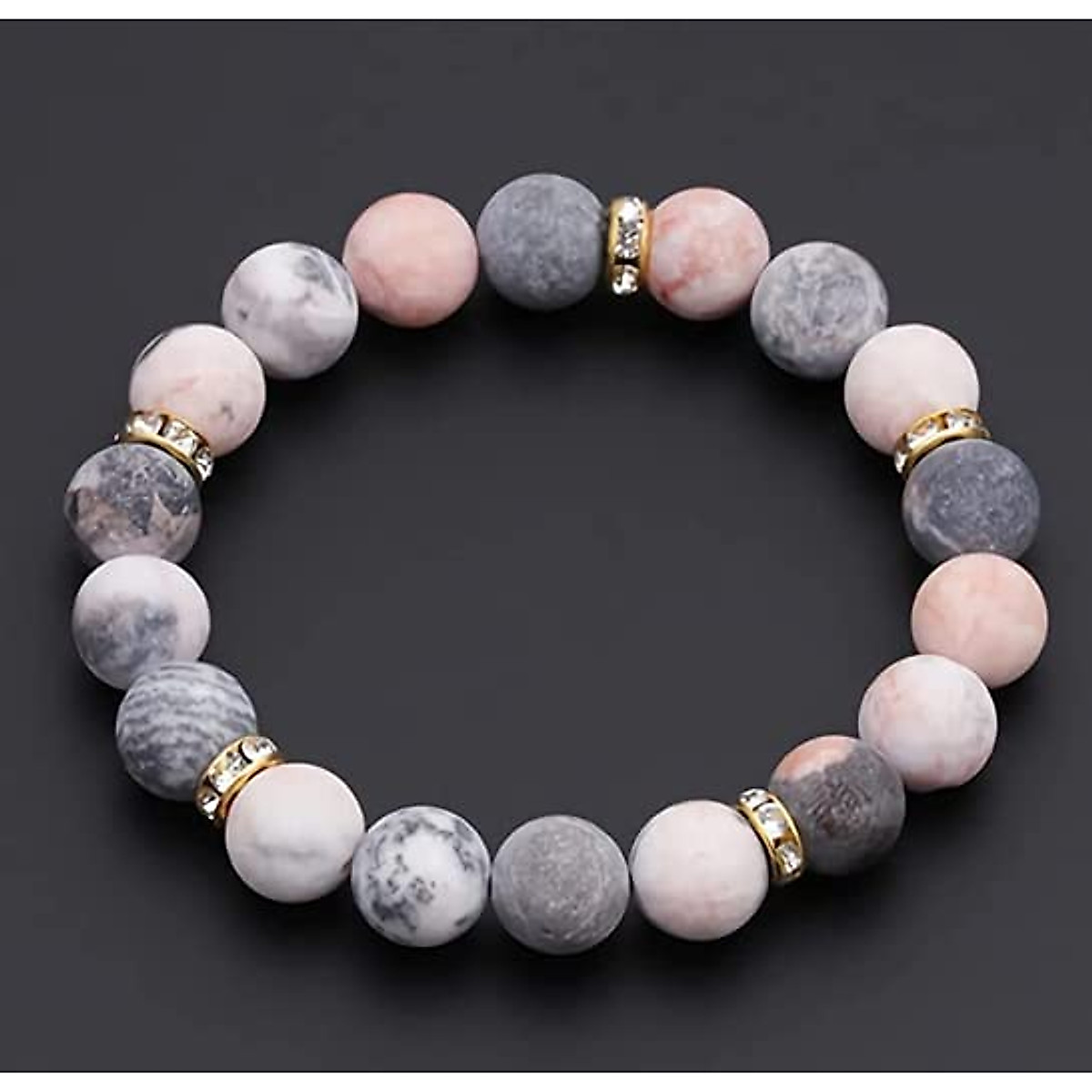 ZNDIJE Therapeutic Crystal Rose Quartz Bead Bracelet Fashion healthy crystal stone jewelry vitality extract Beaded charm chain bracelet bring good luck healthy women Bracelet (10mm), Pink, 18.5cm