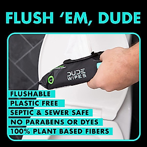 DUDE Wipes - Flushable Wipes - 8 Pack, 400 Wipes - Mint Chill Extra-Large Adult Wet Wipes - Eucalyptus & Tea Tree Oil - Septic and Sewer Safe