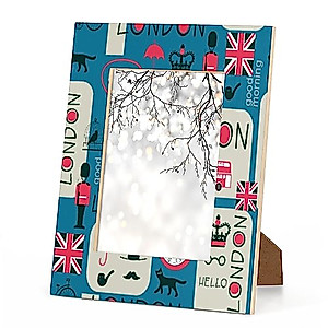 Yzrwebo Uk London Phone Booth 5x7 Picture Frame London Wood Photo Frames High Transparent Horizontal and Vertical Tabletop Display or Wall Mounting for Family Home Gallery Office
