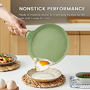 FTNESGYM Egg Pan Frying Pan Set, 7" 8.5" and 10" 3 Pieces Nonstick Crepe Pan Set, Omelet Pans, Flat Pan for Tortillas, Omelette, Pancake, Gas Stove Induction Compatible (Green)