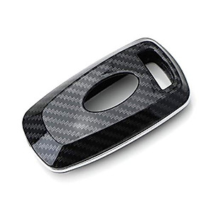 iJDMTOY Exact Fit Black Glossy Carbon Fiber Finish Key Fob Shell Compatible With Ford 2018-up Mustang F150 F250 Explorer Expedition Keyless Smart Key