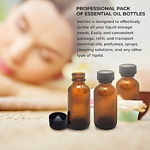 Onisavings Amber Glass Bottles 1 oz (30 ml) Pack Of 12 Empty Refillable Bottles With Black Cap - Leakproof Essential Oils Bottle for Storage and Travel Bottles for Liquids