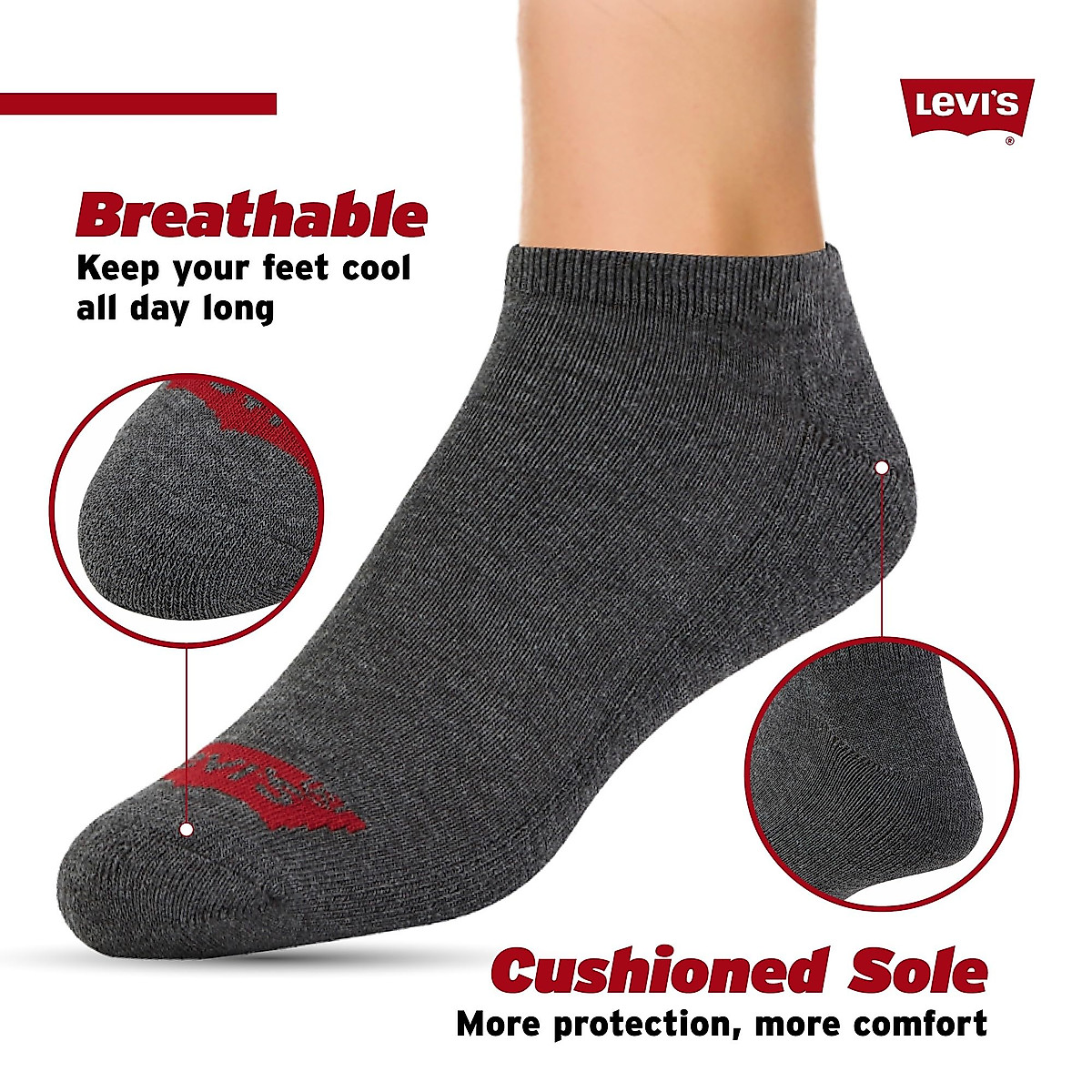 Levi's Mens Socks 10 Pairs Crew Low Cut No Show Quarter Ankle Socks for Men Premium Athletic Men's Socks Size 9-12