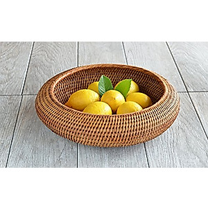 KOUBOO La Jolla Rattan Fruit Bowl, Honey Brown