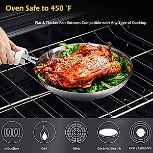 Anyfish Stainless Steel Cookware Pots and Pans Set For All Stoves Oven Dishwasher Safe, 16 Pieces With Saucepan, Skillet, Stockpot, Saute Pan, Steamer And Utensils