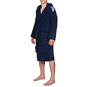 ARENA Unisex Core Soft Robe Bathrobe, Navy/White, X-Small