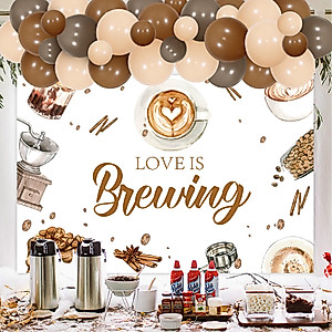 Coffee Bridal Shower Decorations Love is Brewing Backdrop Banner Coffee Balloon Arch Kit Love is Brewing Bridal Shower Decorations Coffee Bar Bachelorette Party Supply for Coffee Lovers Wedding Shower
