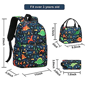 ZHT Dinosaur Backpack For Boys, Cute Lightweight Waterproof Preschool Kids Backpack, Kindergarten Nursery Travel Bag With Chest Strap