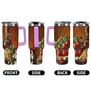Pasta Ingredients Insulated Tumbler with Lid And Straw Stainless Steel Travel Coffee Mug 40oz Violet-style