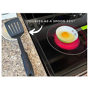 Crack'em Egg Cracker & Spoon Rest (Candy Apple Red) - Perfectly Cracks Eggs & Contains Messes - Easy to Use & Clean - Great for Kids - Prevents Broken Yolks