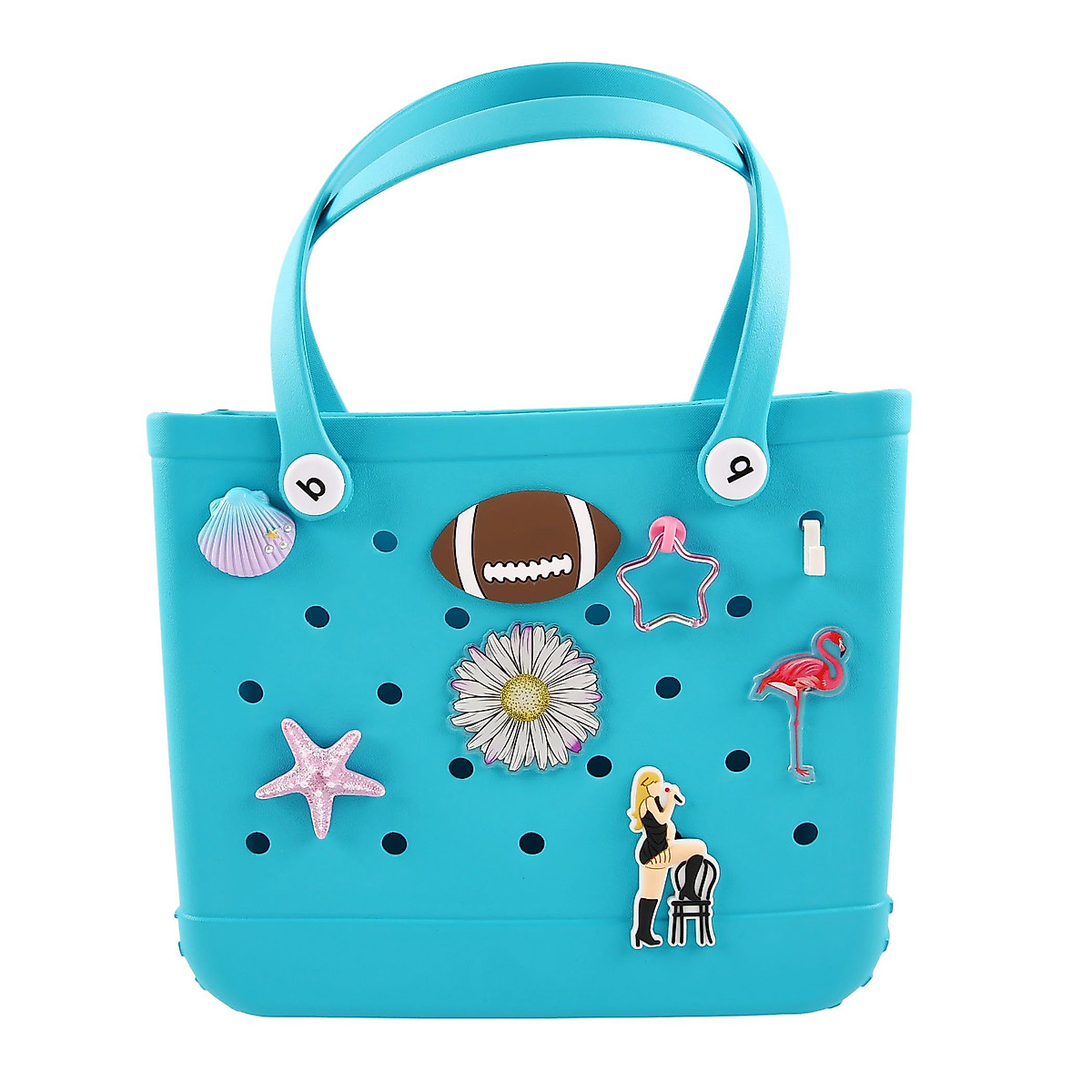 Vagocom Hook Set Accessory for Bogg Bag and Simply Southern Tote,Insert Keychain Clip and Hook Charm Decorative for Rubber Beach Tote Bag(Blue)