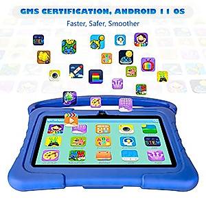 Tablet for Kids, Kids Tablet, 7 Inch Kids Tablets 32GB ROM 3GB RAM Android11 Tablet for Kids 3-14 with 2.4G Wifi, Gms, Eye Protection, Educational, Parental Control, Tablet with Silicone Case blue