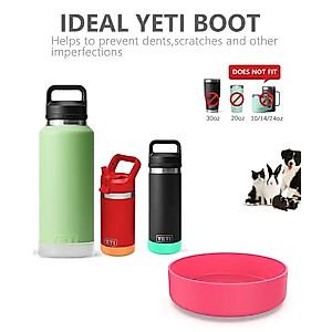 ALIENSX Protective Bottom Boot for YETI Rambler 18oz/12oz and Yeti Yonder 25oz Water Bottles, Anti-Slip Silicone Sleeve Cover, Travel Pet Bowl for Dog Cat Food Feeding, BPA Free (12/18oz, Pink)