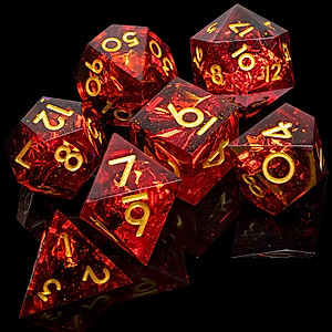ARUOHHA DND Resin Dice Set Dungeons and Dragons Dice with Gift Box, D&D Dice Set, 7 Pcs Sharp Edge Dice Polyhedral Dice for Role Playing Game D and D Dice Inclusion Resin Dice D20 D12 D10 D8 D6 D4