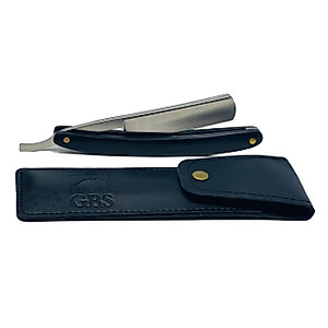 G.B.S Black Luxury Shaving Kit - Wood Straight Razor, Mug, Natural Soap, Brush, Alum block, Strop and Paste Grooming Kit, Black