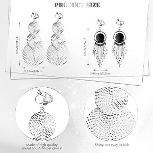 12 Pairs Clip on Drop Dangle Earrings Set Bohemian Tassel Pendant Clip Earrings Plated Ear Clips Non-Piercing Pendant Earrings for Women (Silver)