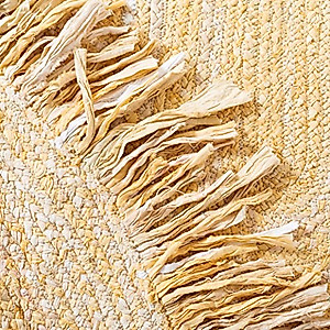 Safavieh Braided Collection Area Rug - 4' x 6' Oval, Beige, Handmade Boho Fringe Reversible Cotton, Ideal for High Traffic Areas in Living Room, Bedroom (BRD451B)