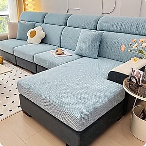 GRFIT Universal Sofa Cover Stretch for Sectional Slipcovers，1 2 3 Seat Sofa Cover Anti Slip Furniture Protector ，for L U -Shaped Sofa Chaise Longue (Color : Light Blue, Size : Loveseat(2pcs))