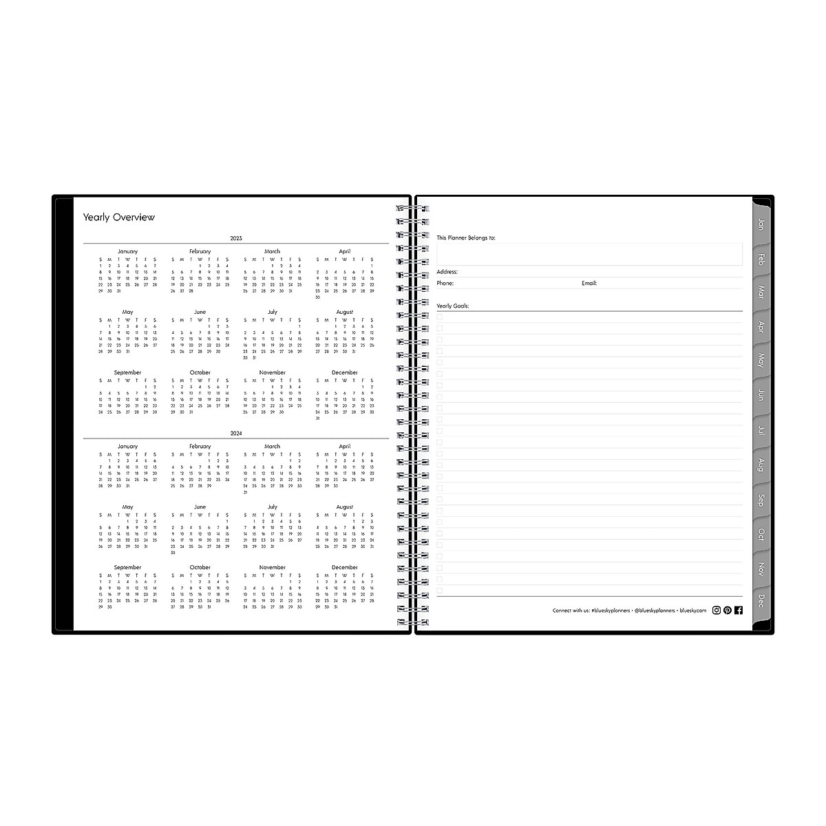 Blue Sky Enterprise Weekly/Monthly Planner, Enterprise Formatting, 11 x 8.5, Black Cover, 12-Month (Jan to Dec): 2023