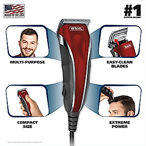 Wahl Clipper Compact Multi-Purpose Haircut, Beard, & Body Grooming Hair Clipper & Trimmer with Extreme Power & Easy Clean Blades - Model 79607