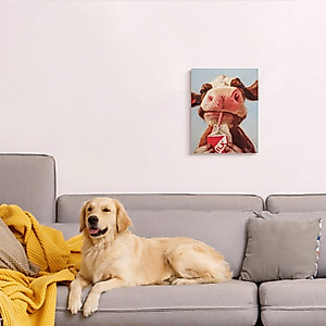 Stupell Industries Baby Cow Milk Box Carton Farm Portrait, Designed by Lucia Heffernan Canvas Wall Art, 16 x 20, Blue