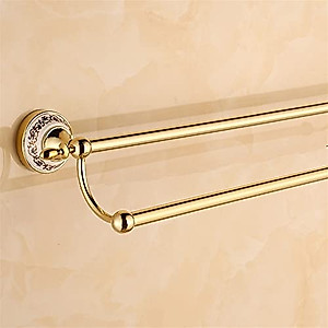 Bath Towel Bar European Porcelain Gold Towel Rack, Towel Rail, Double Rod Towel Hanging Bathroom Bathroom Pendant Towel Holder (Color : 33cm)