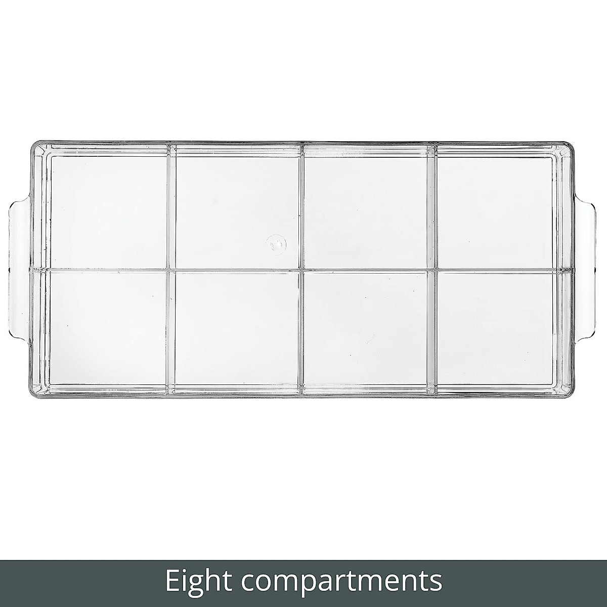 mDesign Plastic Condiment Organizer and Tea Bag Holder - 8-Compartment Kitchen Pantry/Countertop Storage Caddy - Divided Chip, Snack, Oatmeal Packet Holder - Lumiere Collection - 2 Pack, Clear
