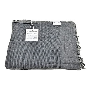 Stonewashed Turkish Throw Blanket in Charcoal Grey/Faded Black, Soft, Cozy and Lightweight, Perfect for Use as a Love Seat or Sofa Throw, Partical Bed Cover, Beach Blanket or Yoga Blanket