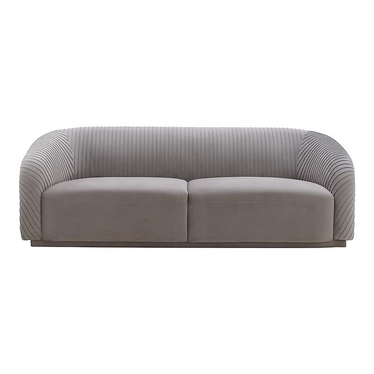 TOV Furniture Yara 31.3" H Transitional Velvet Upholstered Sofa in Pleated Gray