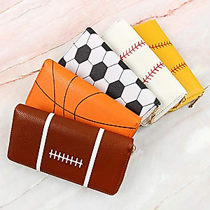 RIAH FASHION Geometric Print Zip Around Wallet - Card Phone Slot Zipper Purse Chevron, Cork, Crochet, Camo, Stripe, American Flag (Sports - BaseballSports)