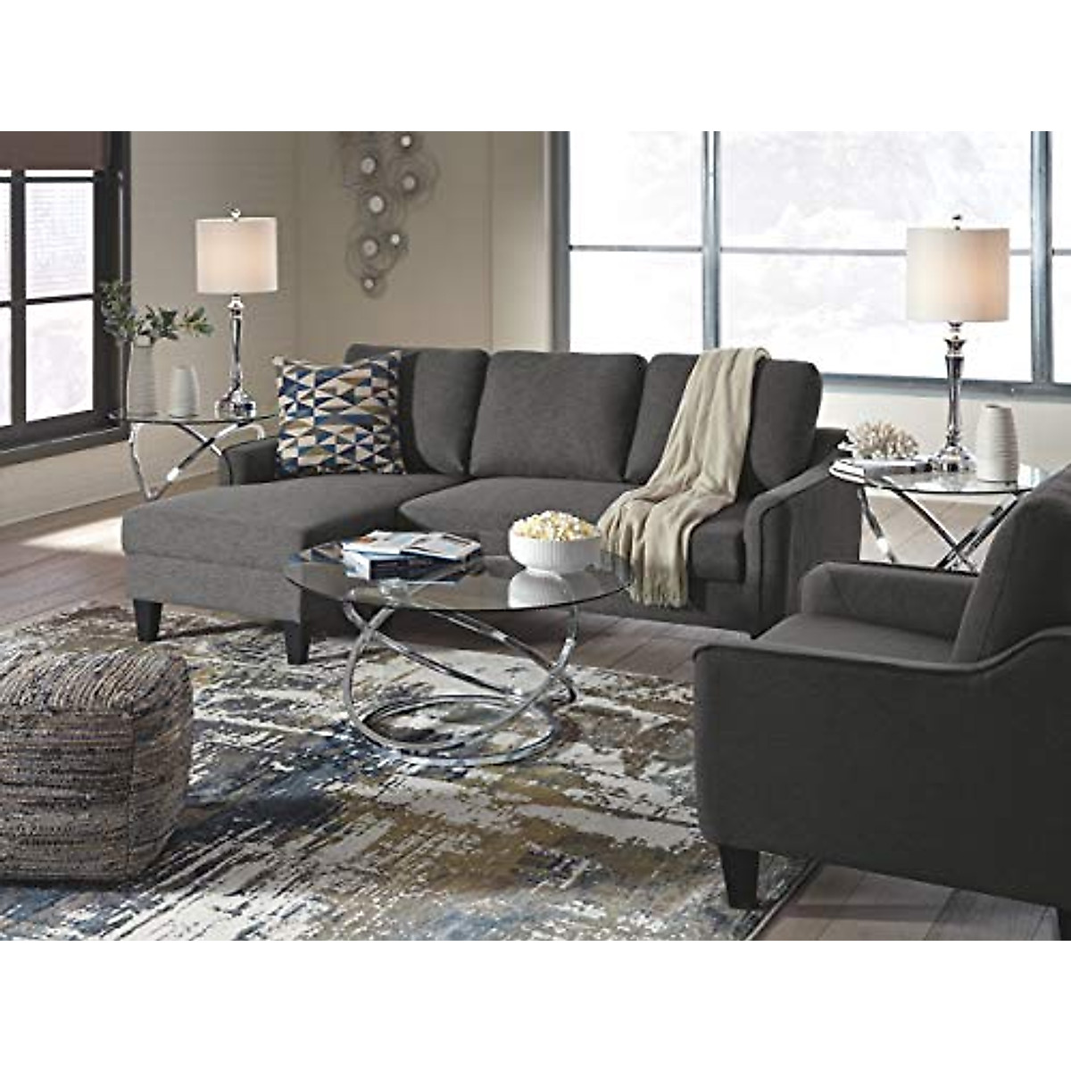 Signature Design by Ashley Jarreau Contemporary Sofa Chaise Sleeper Chofa, Gray