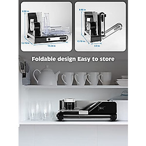 OSTBA Foldable Meat Slicer,Electric Deli Food Slicer with Food Tray,0-18mm Adjustable Thickness Meat Slicer for Home,Portable Collapsible Food Slicer with Stainless Steel Blades, Cuts Ham,Bread,Cheese