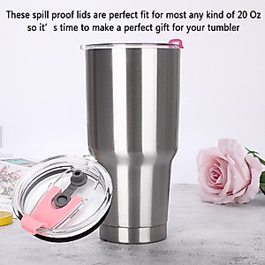 20oz Skinny Tumbler Cups Replacement Lids Compatible with YETI Rambler and More, Spill Proof Covers, Straw Friendly (Double Hole), 4 Count (Pack of 1)…