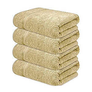 Avalon Towels Large Bath Towels, 30x60 Inches Bath Sheets Towels for Adults Beach Towels Oversized, 4 Pcs Extra Large Bath Towels, Light Weight & Absorbent Quick Dry Towel Oversized Beige Bath Towels